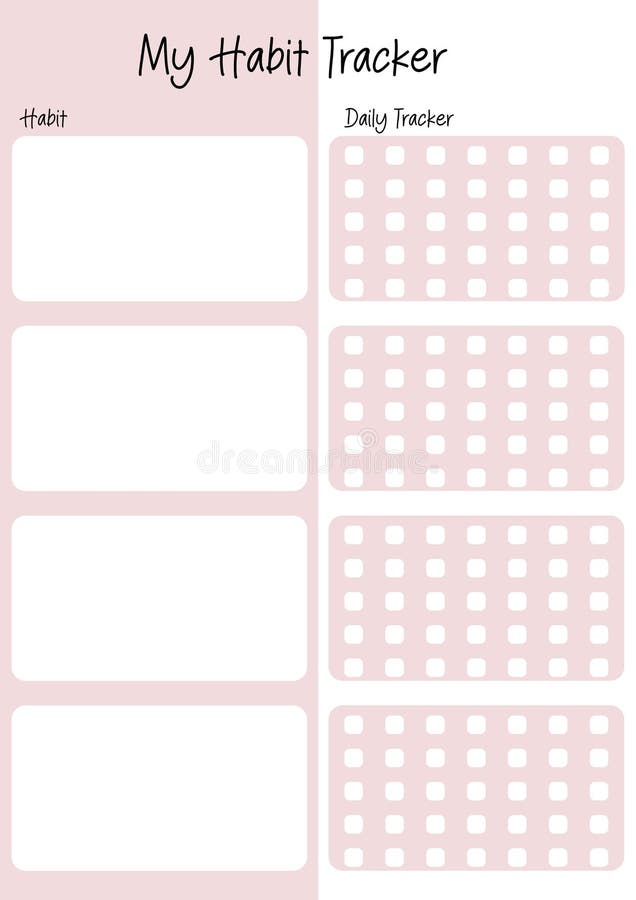 My Habit Tracker Planner Page A4. Printable Stock Illustration ...