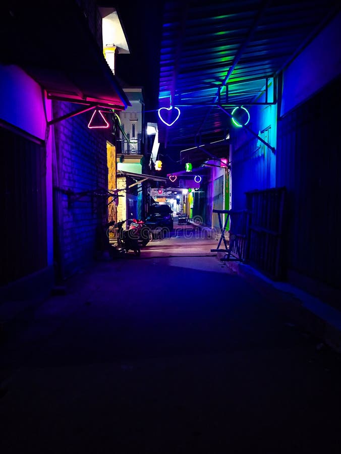My House Alley in the Night Stock Image - Image of house, light: 209445969
