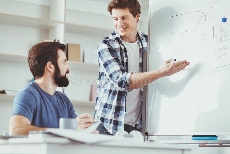 Nice Young Man Presenting His Plan Stock Image - Image of business ...