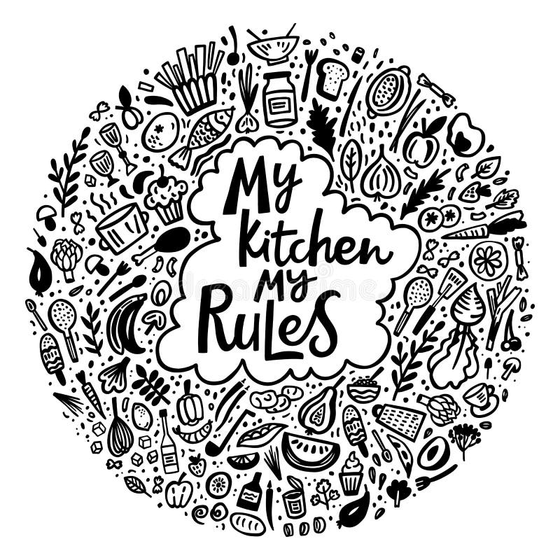 My Kitchen Doodle Sticker Set Stock Vector - Illustration of chef ...