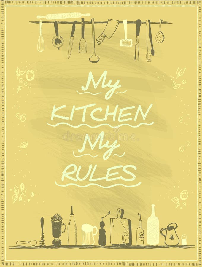My Kitchen, My Rules, Vector Quote Card Mockup Stock Vector ...