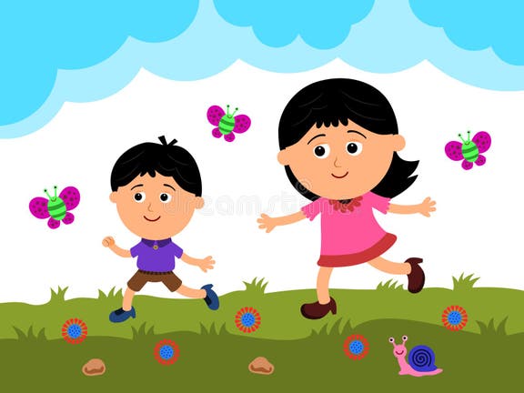 Little Brother Sister Running Stock Illustrations – 98 Little Brother ...