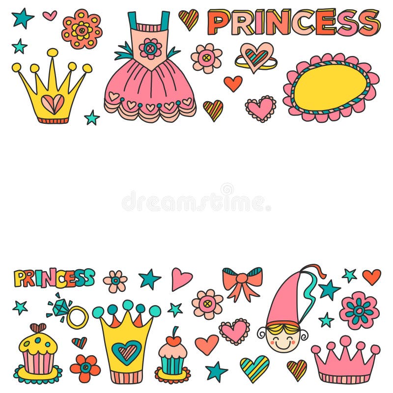 My Little Princess Hand Drawn Doodle Elements Stock Vector ...