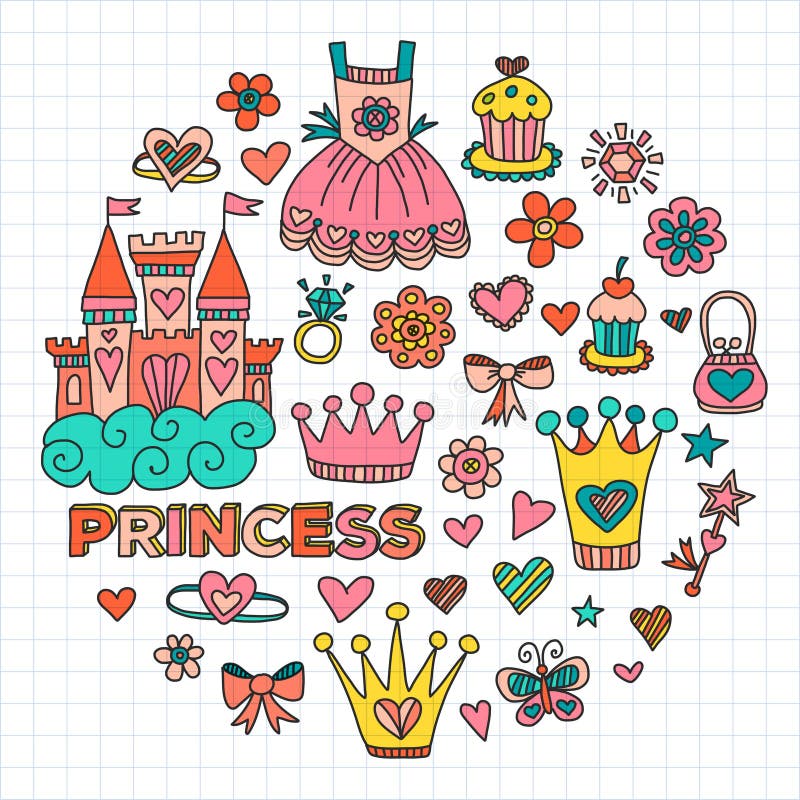 My Little Princess Hand Drawn Doodle Elements Stock Vector ...
