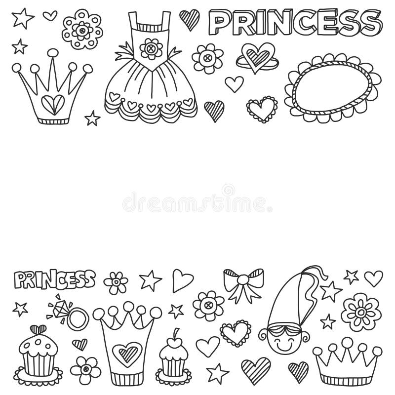 My Little Princess Hand Drawn Doodle Elements Stock Vector ...