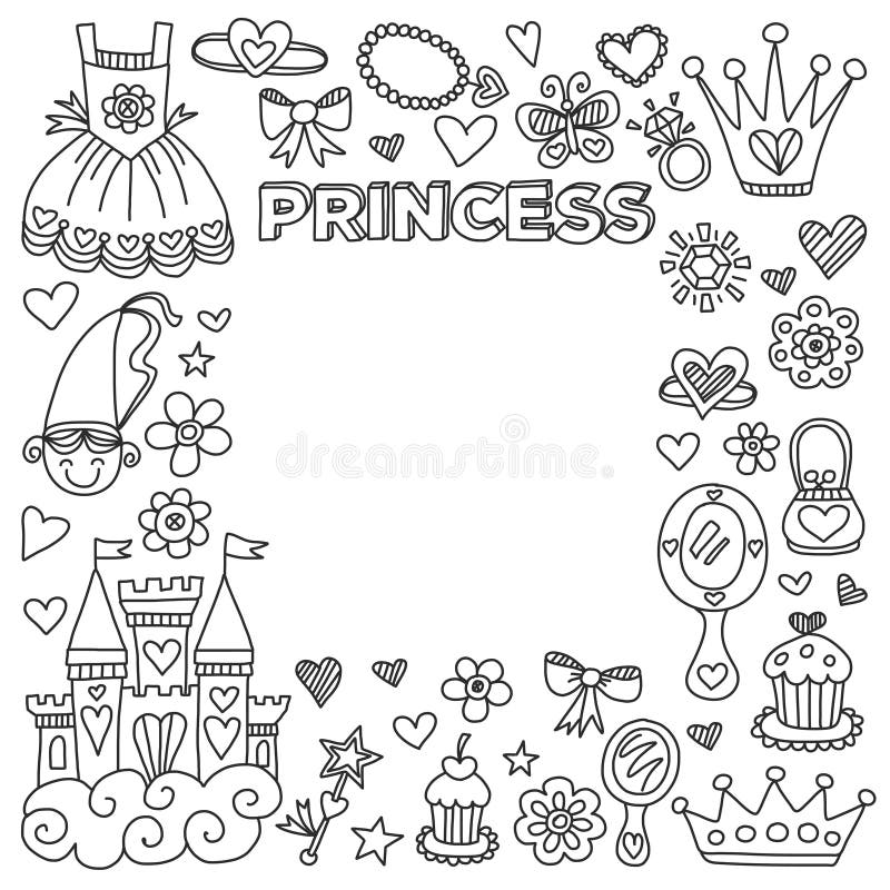 My Little Princess Hand Drawn Doodle Elements Stock Vector ...