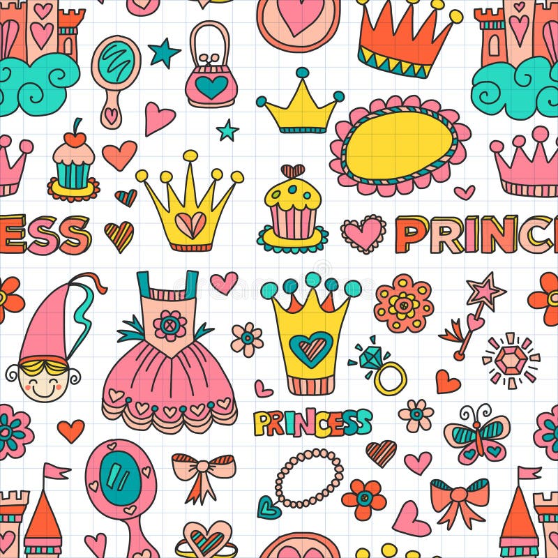 My Little Princess Hand Drawn Doodle Elements Stock Vector ...