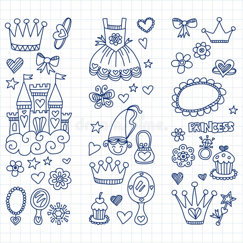 My Little Princess Hand Drawn Doodle Elements Stock Vector ...