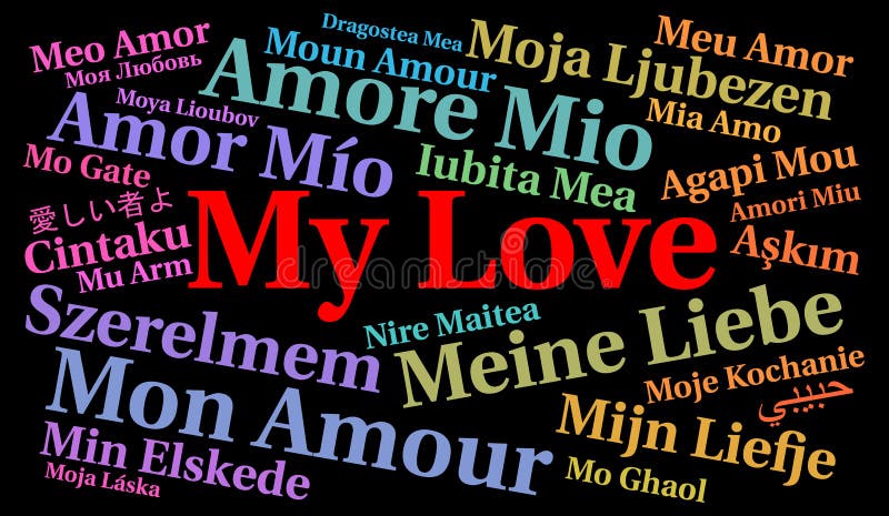 Heart With Word Love In Different Languages Stock Illustration ...