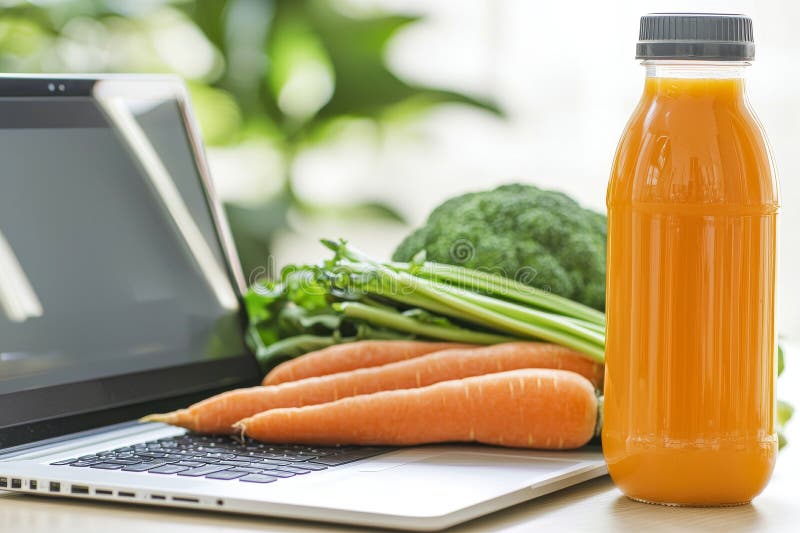 On My Lunch Break, Fresh Fruits and Drinks are on My Work Desk beside ...