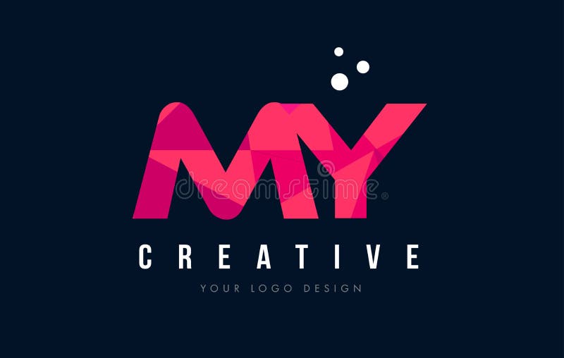 MY M Y Letter Logo with Purple Low Poly Pink Triangles Concept Stock ...