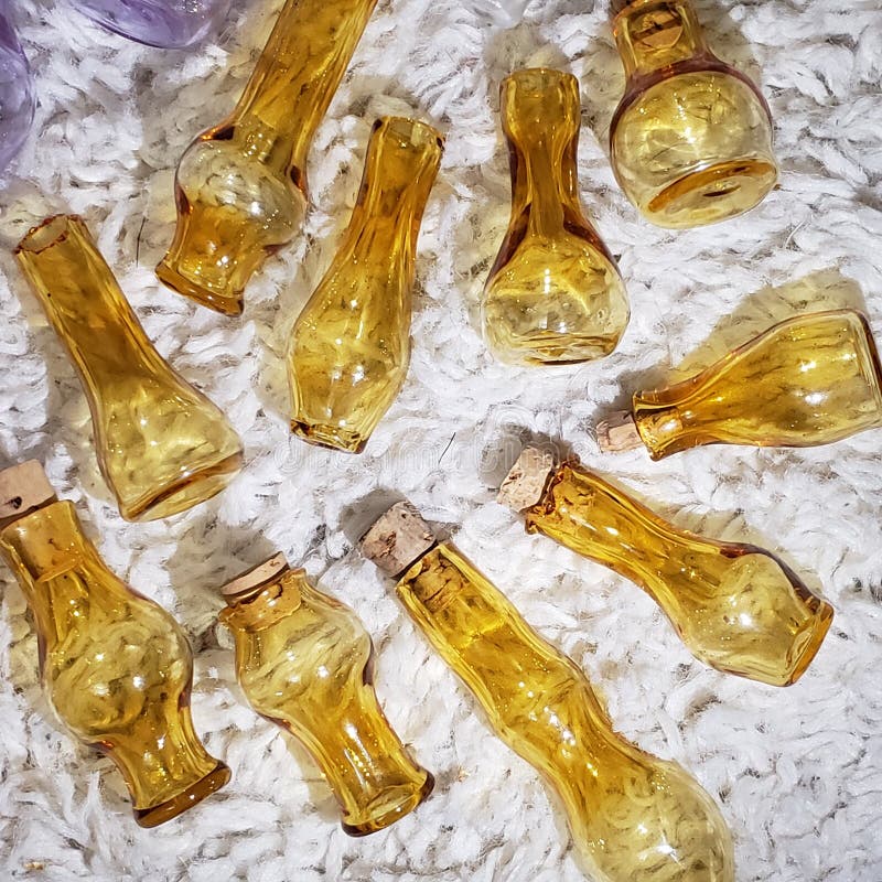 My Miniature Amber Glass Bottles Stock Image - Image of cuisine, flower ...