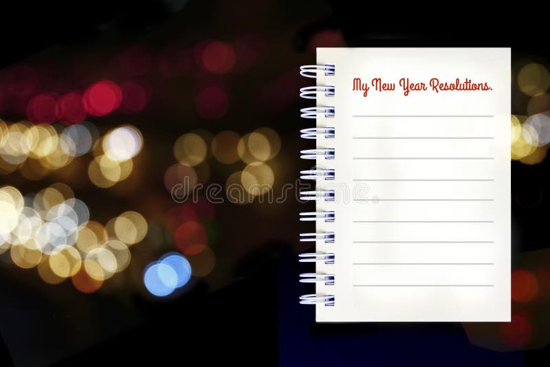 My New Year Resolution Note on Bokeh Background. Stock Image - Image of ...