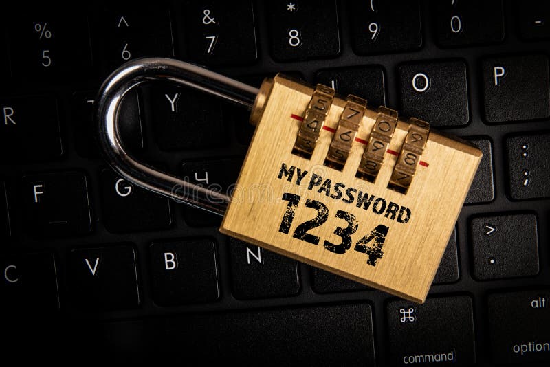 My Password Concept. Black Computer Keyboard and Padlock Stock Photo ...