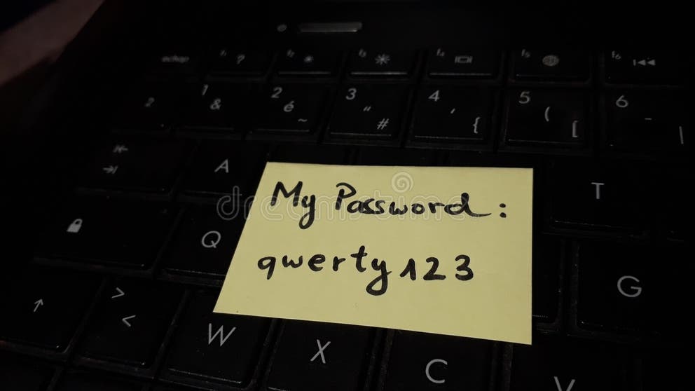 My Password : Qwerty123 on Sticky Notes Stock Photo - Image of ...