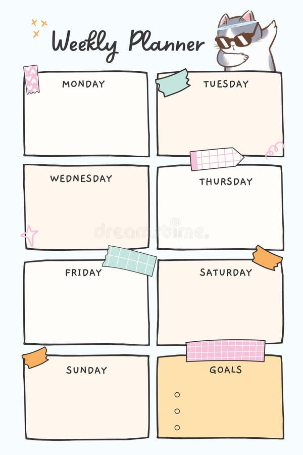 Cute Weekly Planner, To Do List Notepad Contains Weekly Day Spread and ...
