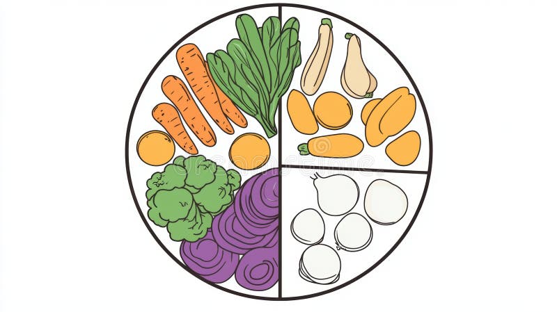 My Plate Vegetable Guide stock illustration. Illustration of eating ...