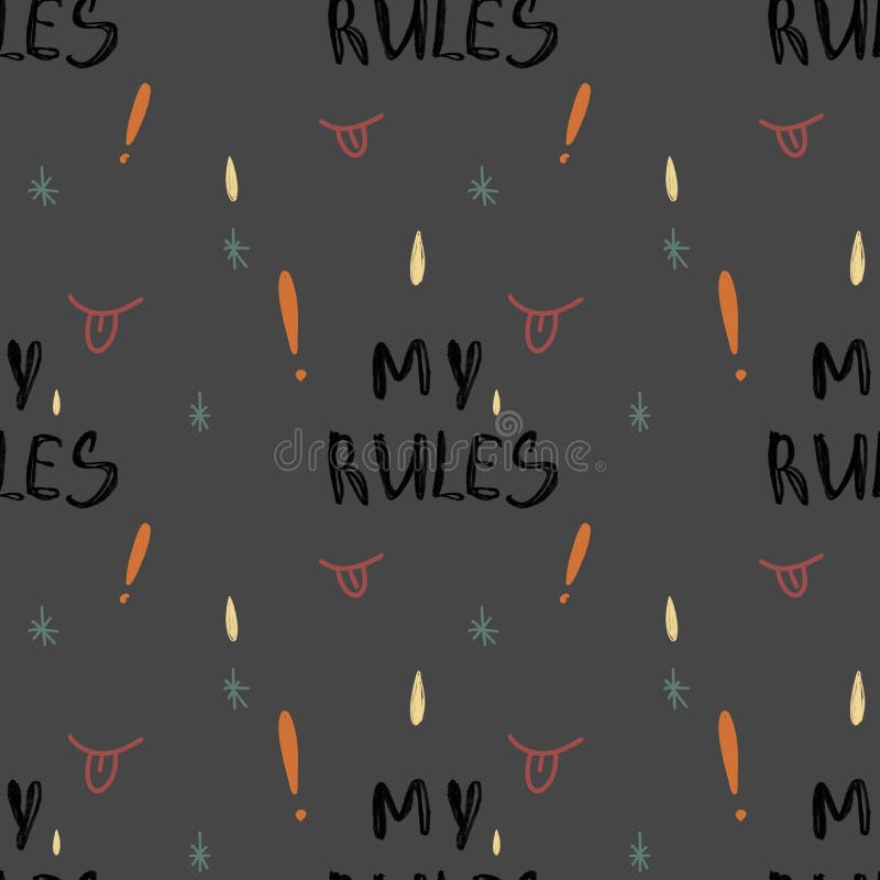 My Rules Motivation Phrase Grey Seamless Pattern Stock Illustration ...