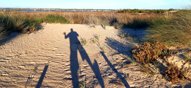 My Shadow on the Sand on the Beach. Stock Image - Image of young ...
