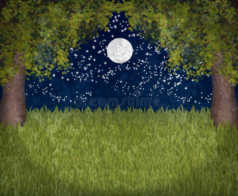 My sweet moonlight garden stock illustration. Illustration of july ...