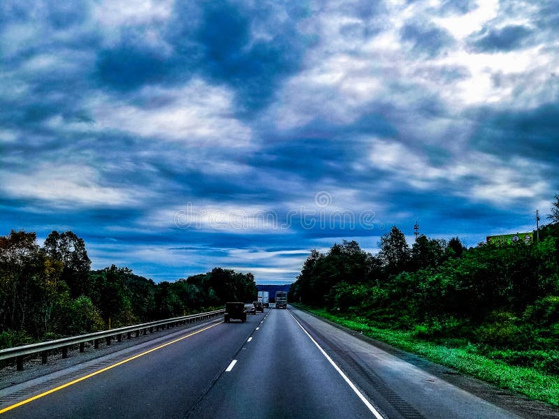 My View As an Over the Road Tractor Trailer Driver Stock Photo - Image ...