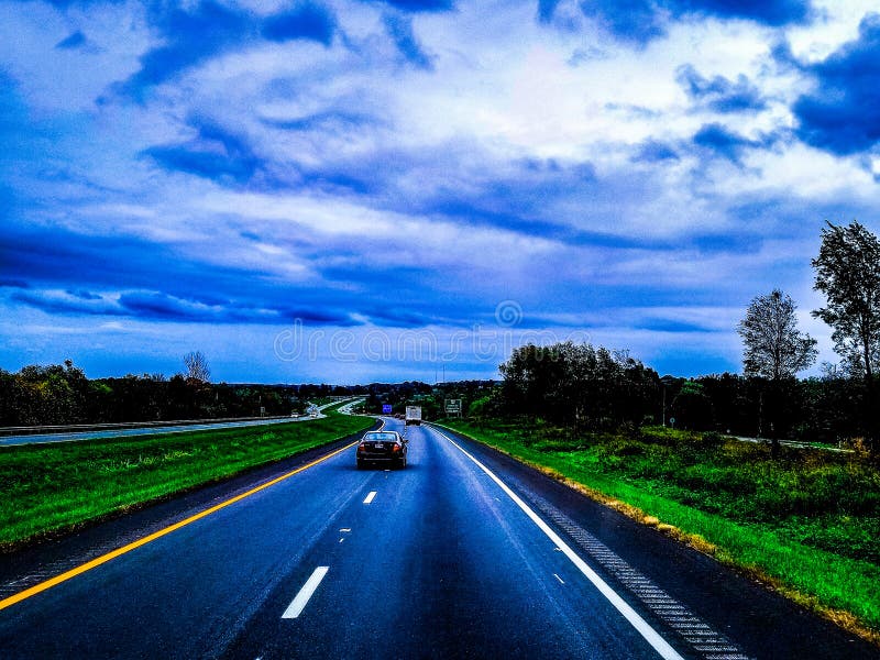 My View As an Over the Road Tractor Trailer Driver Stock Photo - Image ...