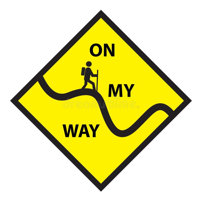 Yellow Sticker with the Silhouette of a Person on a Trail and the Text ...