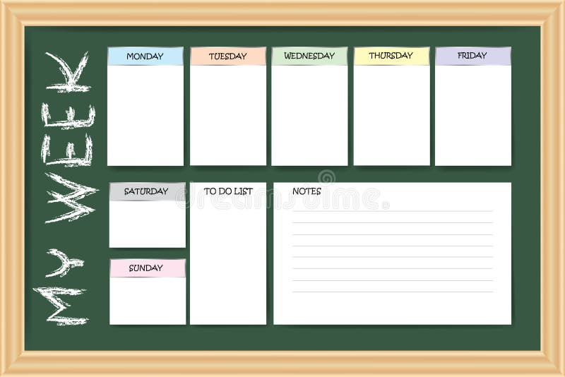 My Week Planner Vector As a Chalkboard Ready for Your Text Stock Vector ...