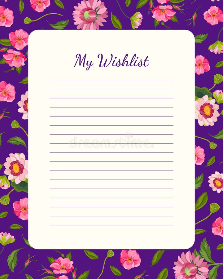 Wish List Planner Blank Template Stock Vector - Illustration of hand ... Wish List Planner Blank Template Stock Vector - Illustration of hand ...