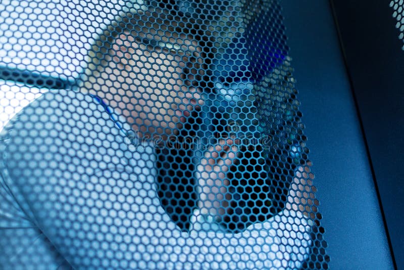 Determined Operator Working in a Data Center Stock Image - Image of ...