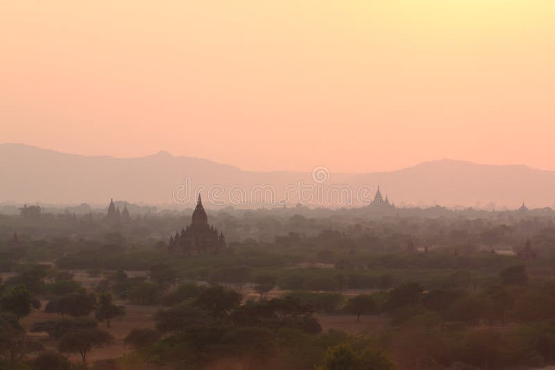 Myanmar Bagan Historical Site on Sunset Stock Photo - Image of ...