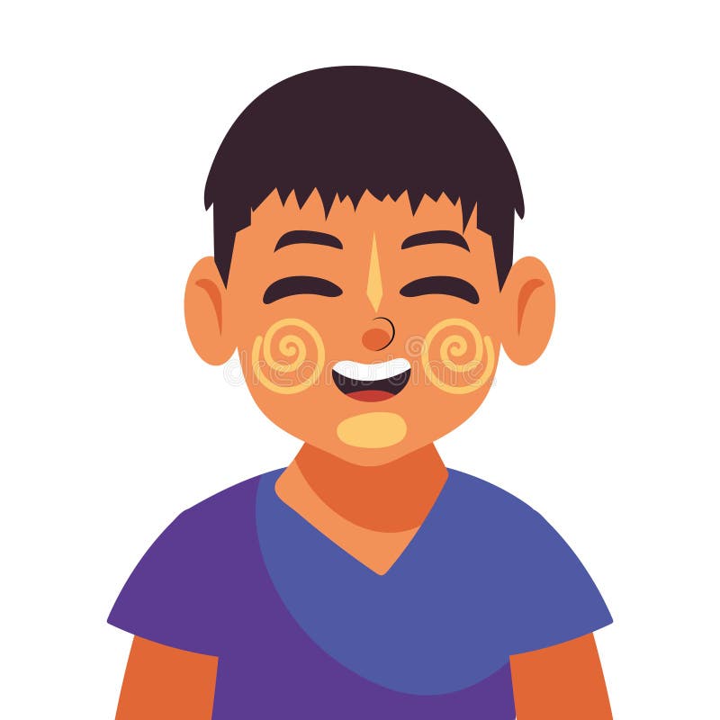 Myanmar boy with thanaka stock vector. Illustration of burmese - 300973621