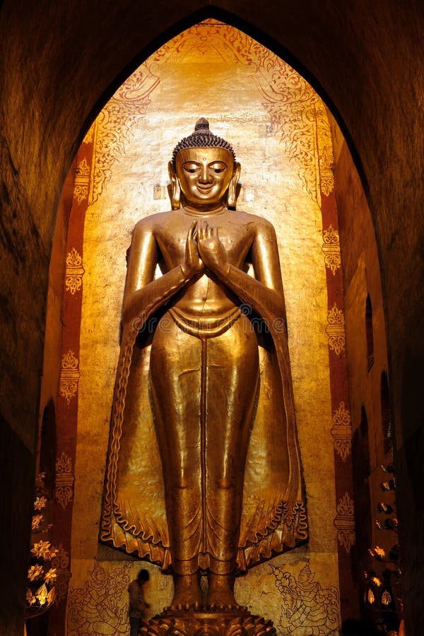 Buddha Inside Ananda Temple, Bagan, Myanmar. Stock Photo - Image of ...