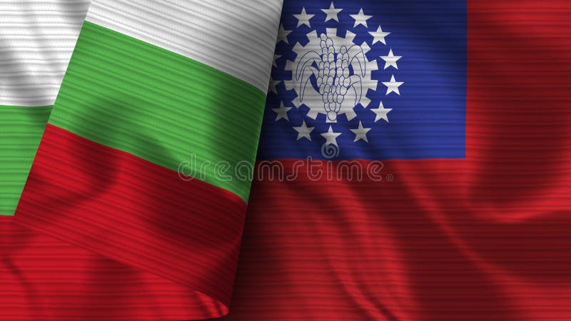 Myanmar Burma and Bulgaria Realistic Flag â€“ Fabric Texture ...