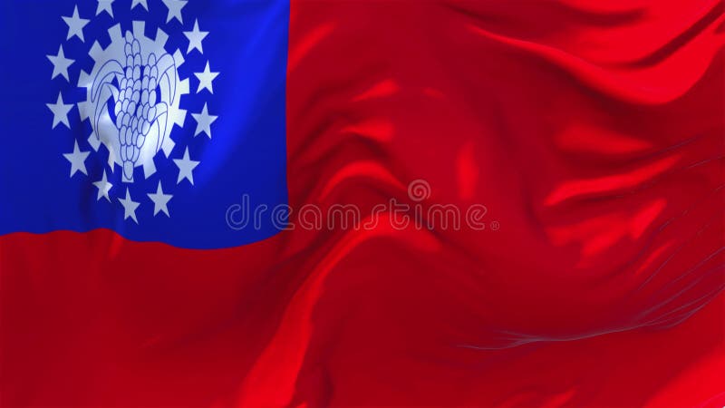 Myanmar Burma Flag Waving in Wind Continuous Seamless Loop Background ...