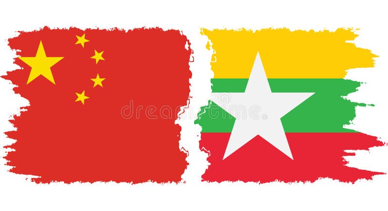 Myanmar and China Grunge Flags Connection Vector Stock Vector ...