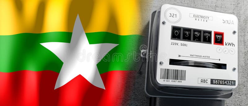 Myanmar - Country Flag and Energy Meter Stock Illustration ...