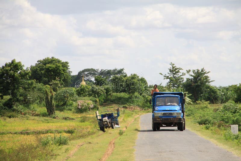 Myanmar Country Landscape with Small Truck Editorial Image - Image of ...