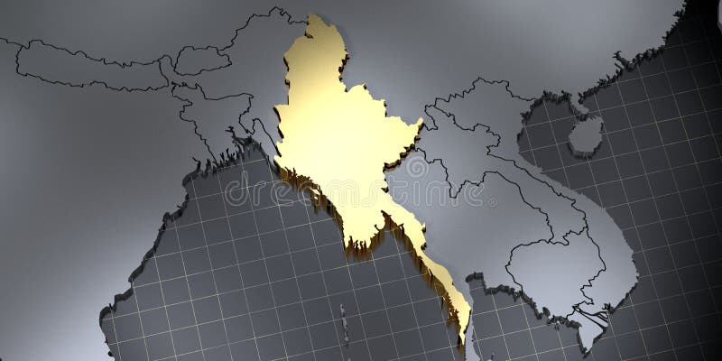 Myanmar - Country Shape - 3D Illustration Stock Illustration ...