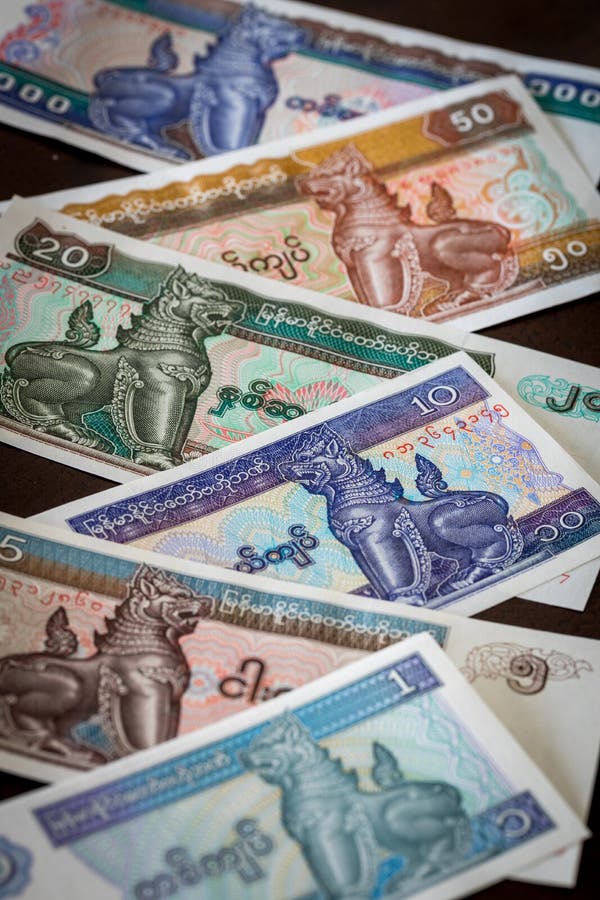 Myanmar Currency, Kyat, Banknotes of Various Denominations Stock Photo ...