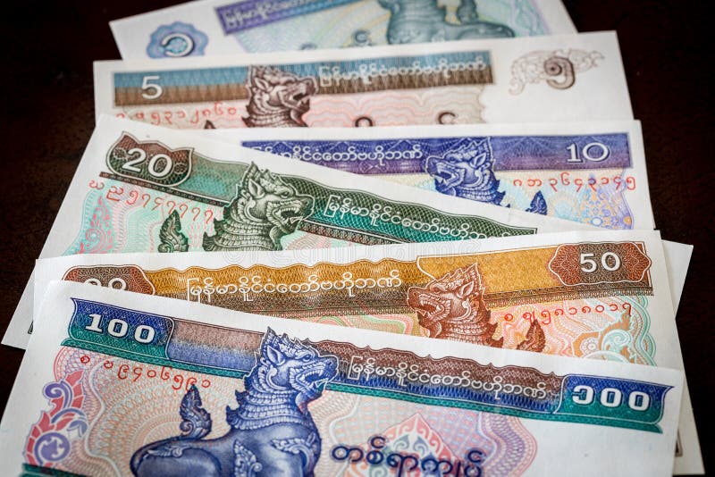 Myanmar Currency, Kyat, Banknotes of Various Denominations Stock Photo ...