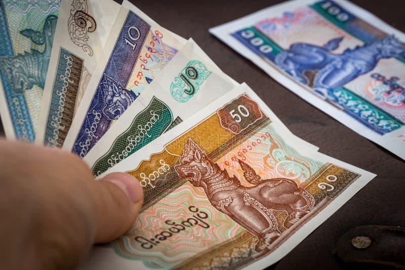 Myanmar Currency, Kyat, Banknotes of Various Denominations Stock Photo ...