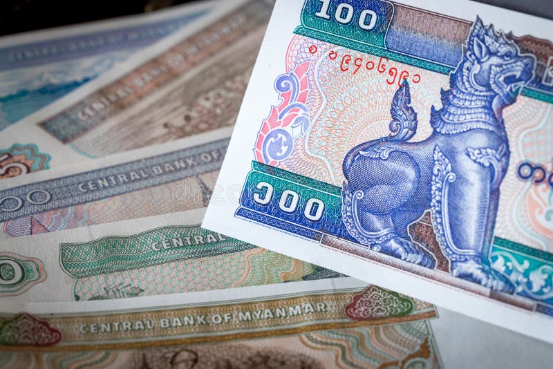 Myanmar Currency, Kyat, Banknotes of Various Denominations Stock Photo ...