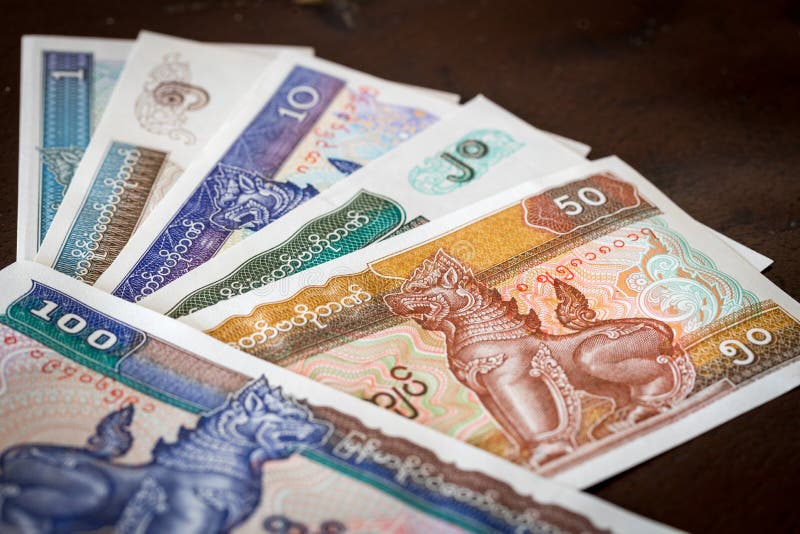 Myanmar Currency, Kyat, Banknotes of Various Denominations Stock Photo ...