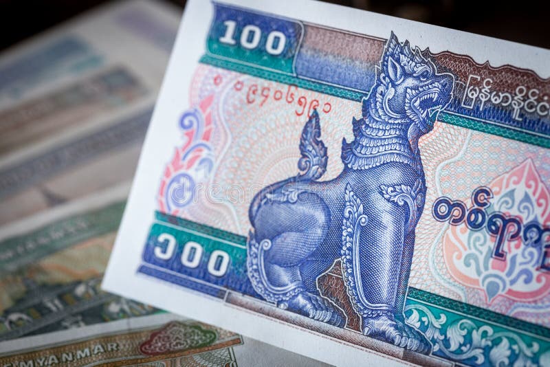 Money from Myanmar, Kyat, Various Banknotes Stock Photo - Image of ...