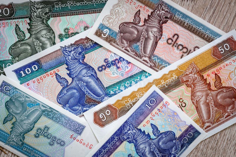 Myanmar Currency, Kyat, Banknotes of Various Denominations, Place for ...
