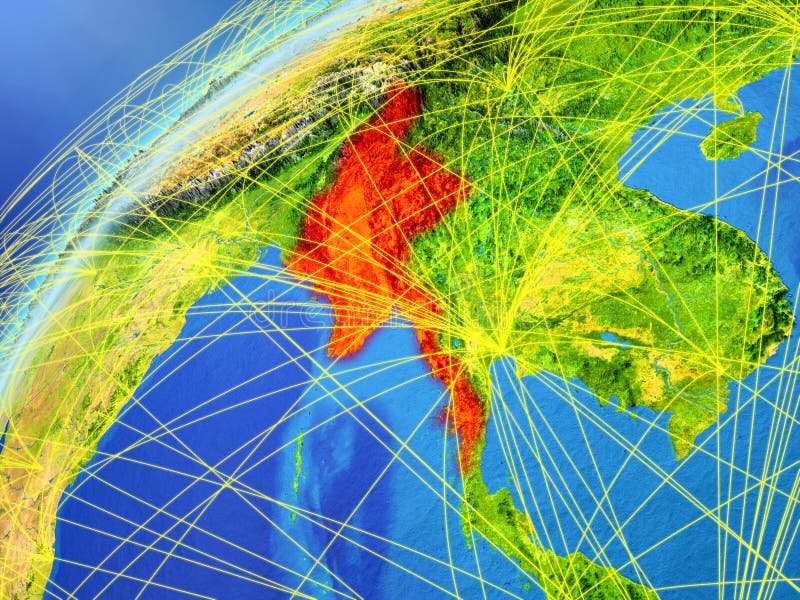 Map of Myanmar on Model of Globe Stock Illustration - Illustration of ...
