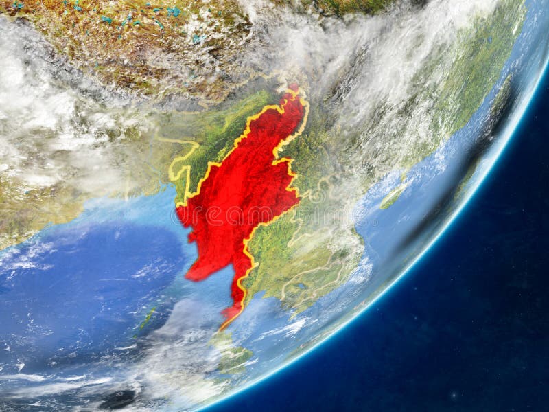 Myanmar on Earth from Space Stock Illustration - Illustration of ...
