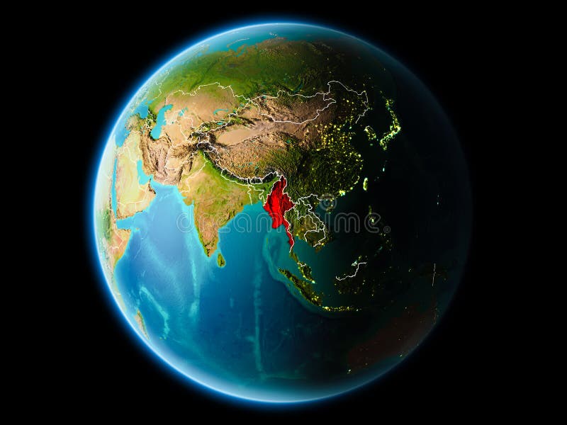 Myanmar in the evening stock illustration. Illustration of borderlines ...