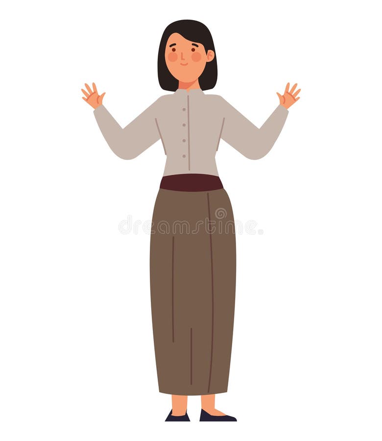 Myanmar female isolated stock vector. Illustration of costume - 312149528